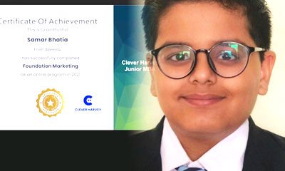 Samar Bhatia, a student at Apeejay School, Model Town, Jalandhar is ...