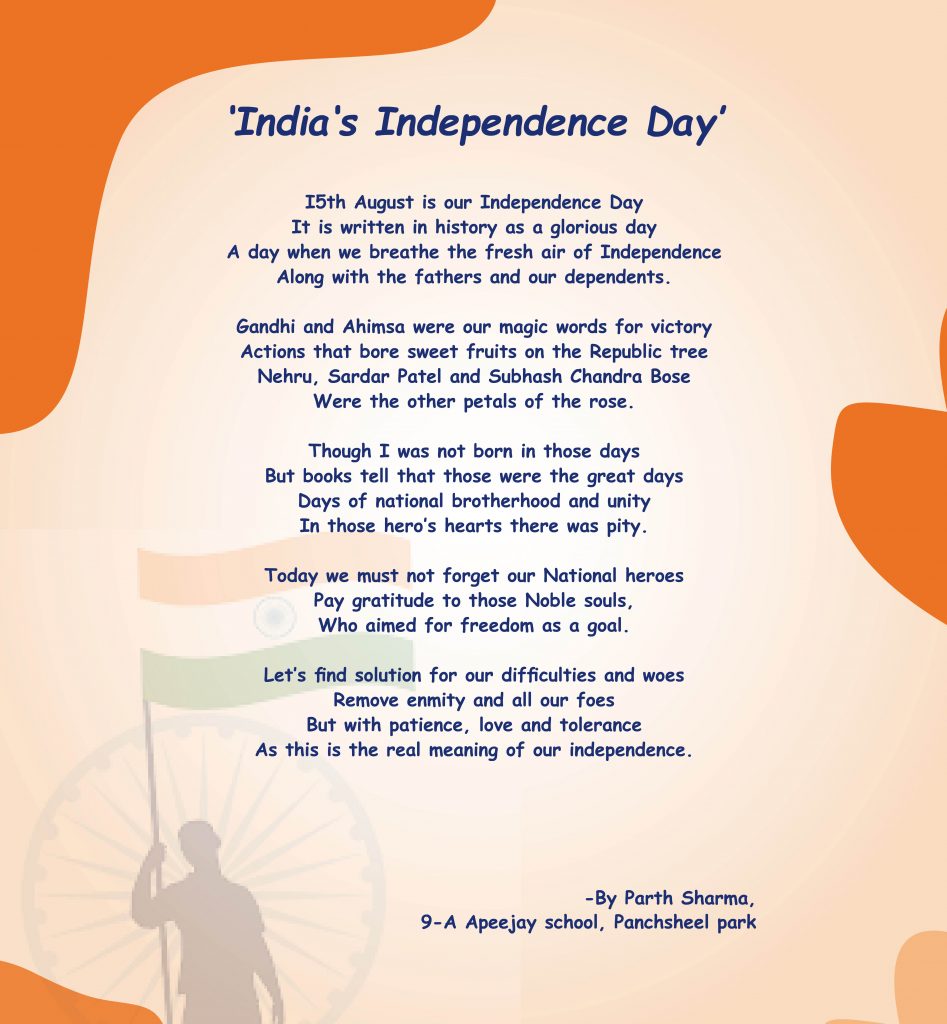 ‘India’s Independence Day’: Poem by Parth Sharma, Apeejay School ...